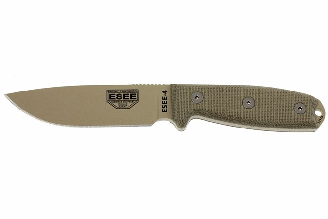 ESEE Model 4 desert tan 4P-KO-DT survival knife without sheath ...