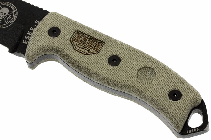 ESEE Model 5 black blade, desert tan handle 5P-KO survival knife ...