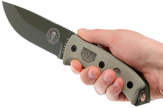 ESEE Model 5 OD blade, desert tan handle 5P-KO-OD survival knife ...