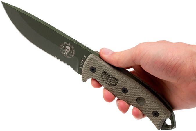 ESEE Model 5 Serrated OD-Green blade 5S-OD with kydex sheath+ belt clip ...
