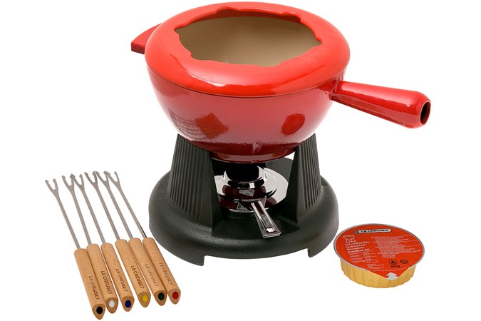 Le Creuset fondue set with cast-iron handles, 2L, cherry red ...