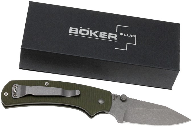 Böker Plus XS, OD-green slipjoint pocket knife | Advantageously ...